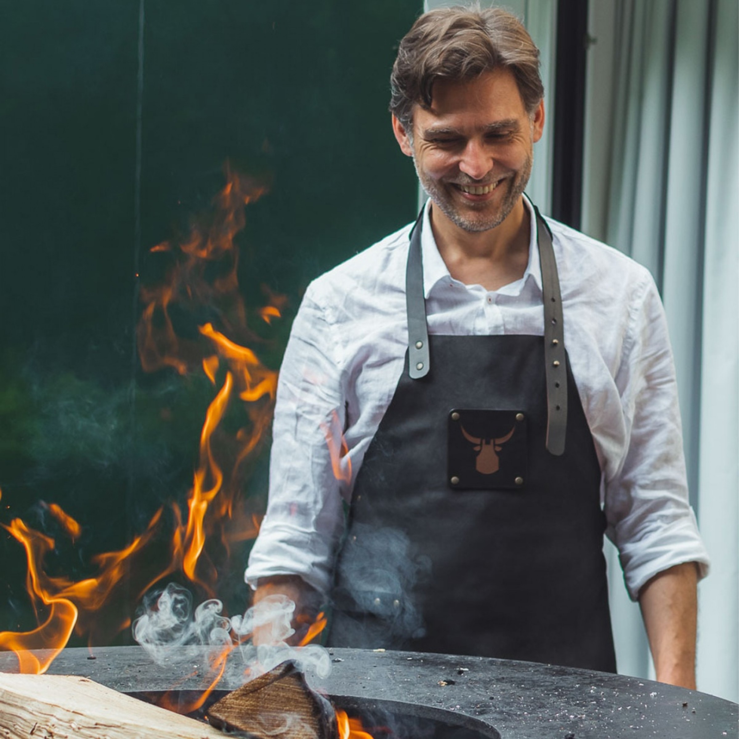 Delvache Italian Chef Crna Kožna Kecelja Sa Džepom | Restart
